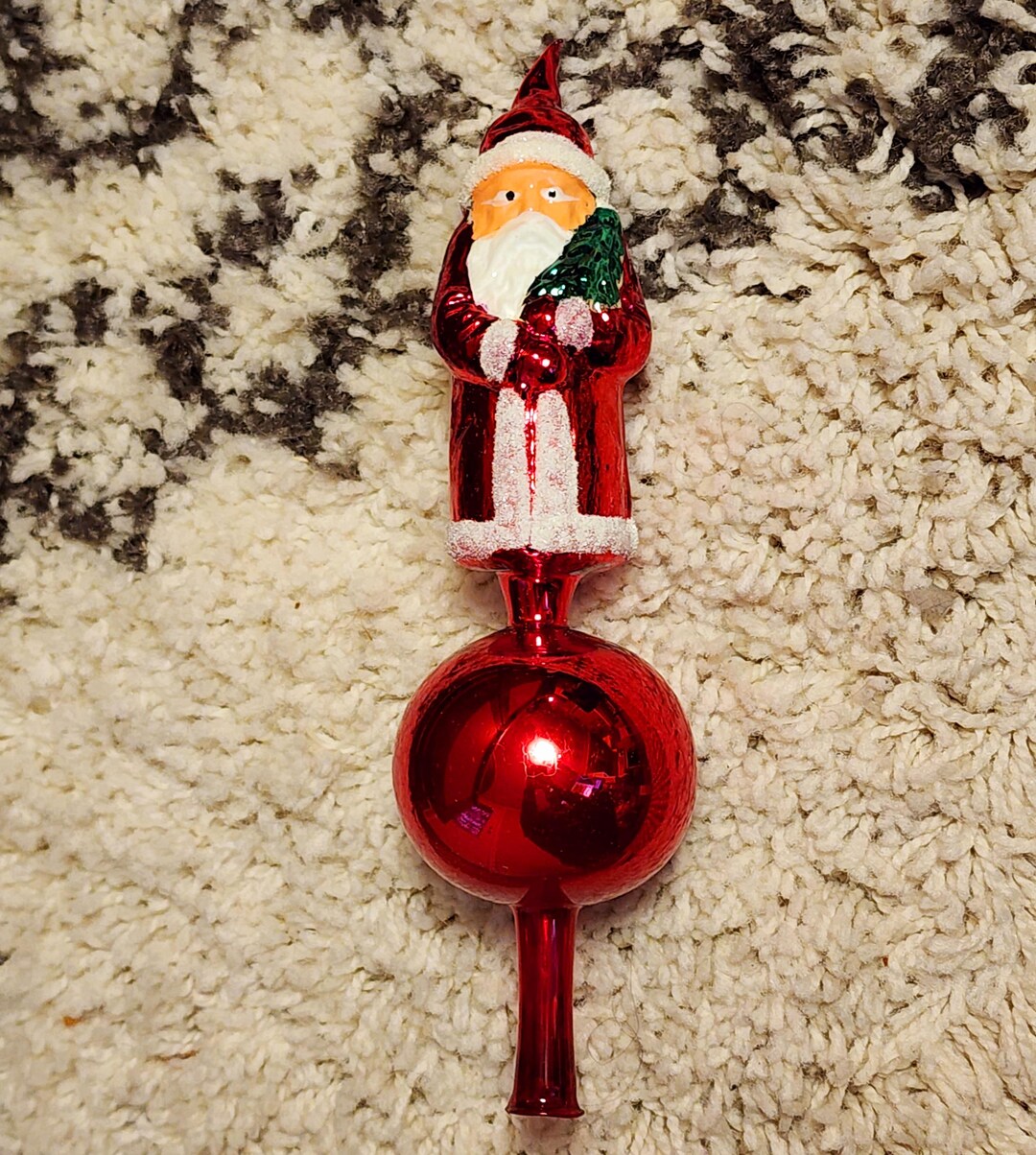 Vintage Glass Tree Topper Santa Claus Tree Topper Red Mercury Glass ...