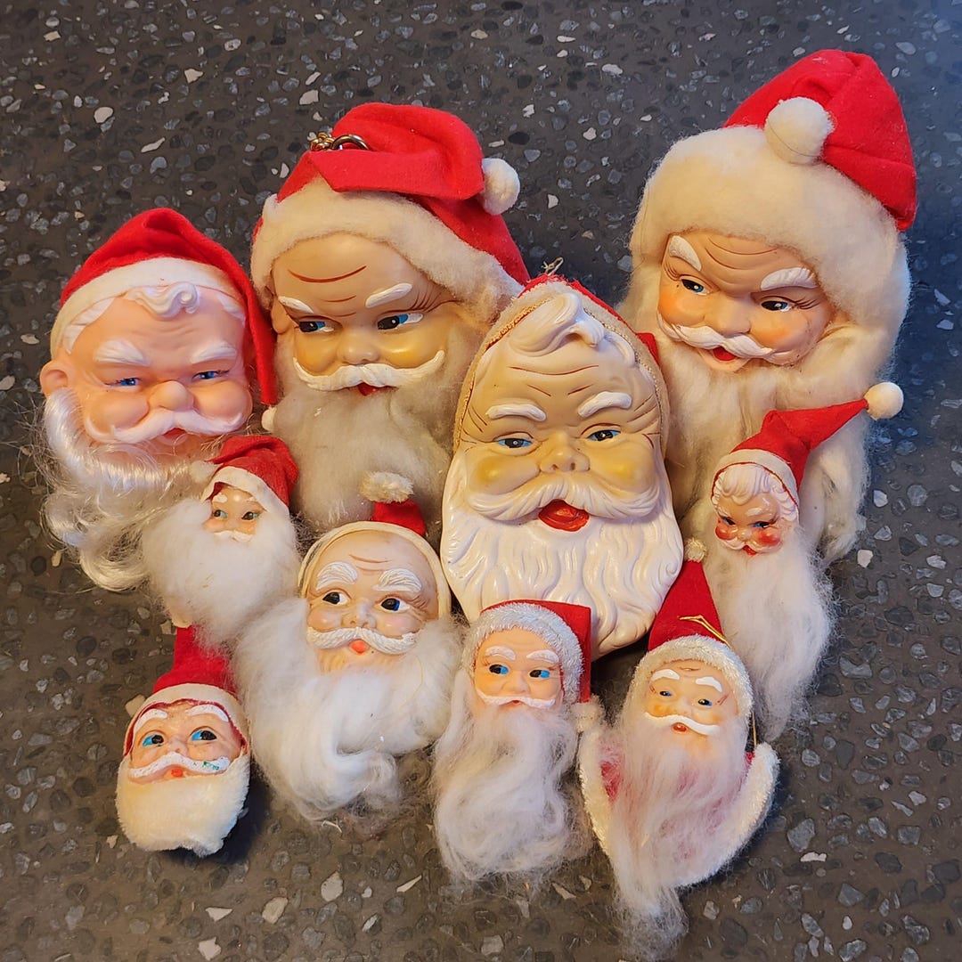 Vintage Mid-century Plastic Santa Heads, Made in Japan - Etsy