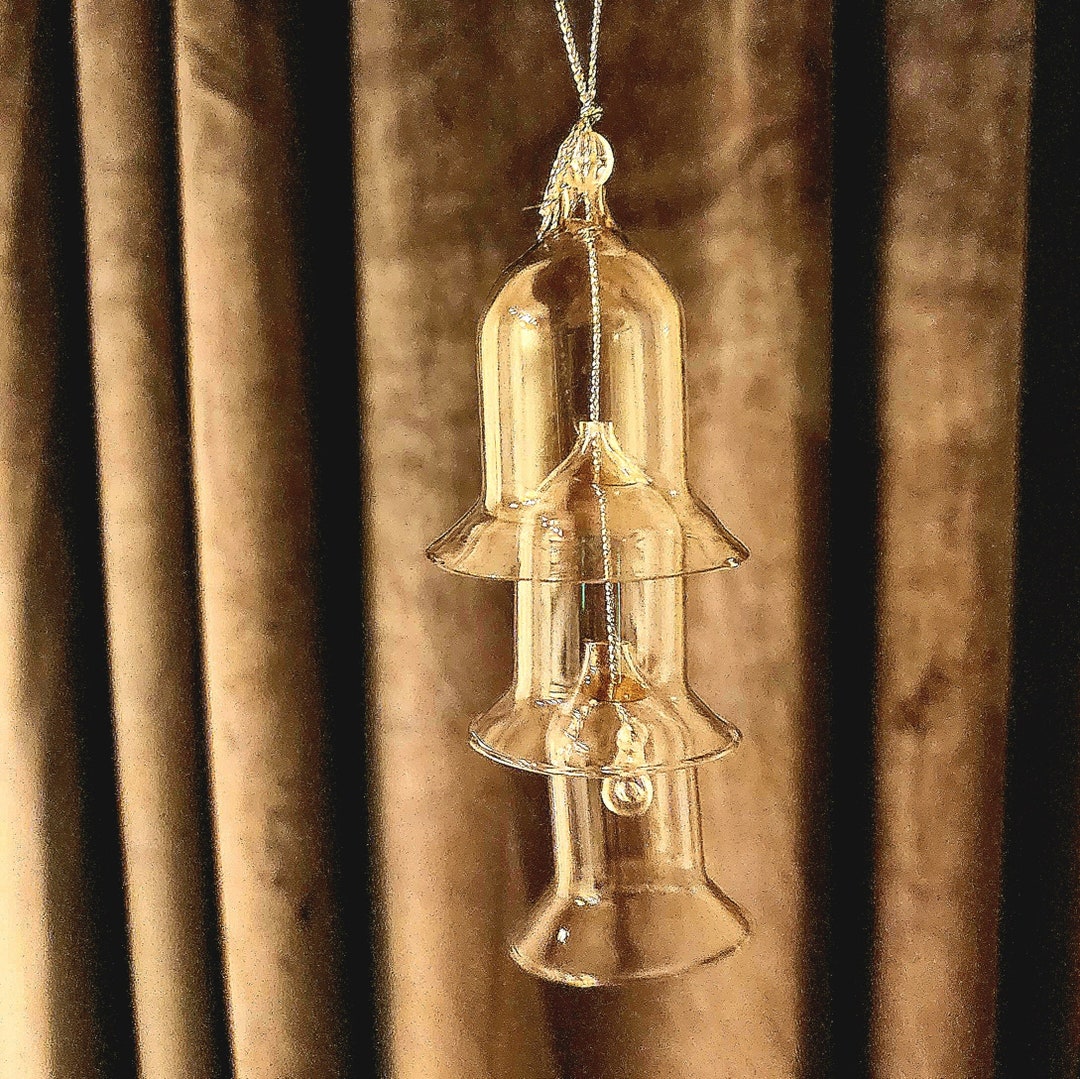 Vintage Hobnob 3 Tiered Glass Christmas Bell Graduated Glass Bells - Etsy