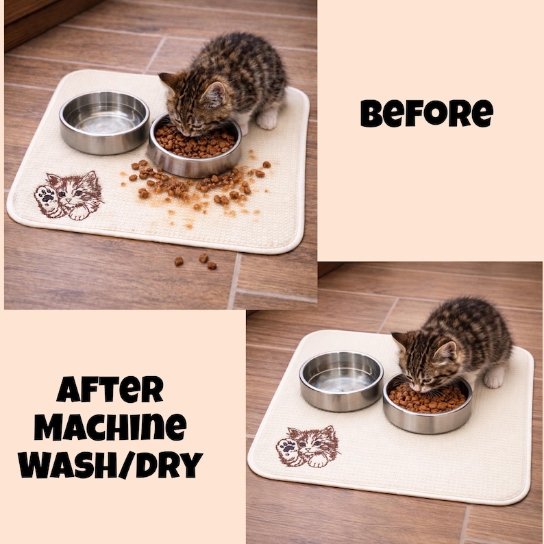 Personalized Pet Feeding Mat - Custom Dog or Cat Mat Placemat ...