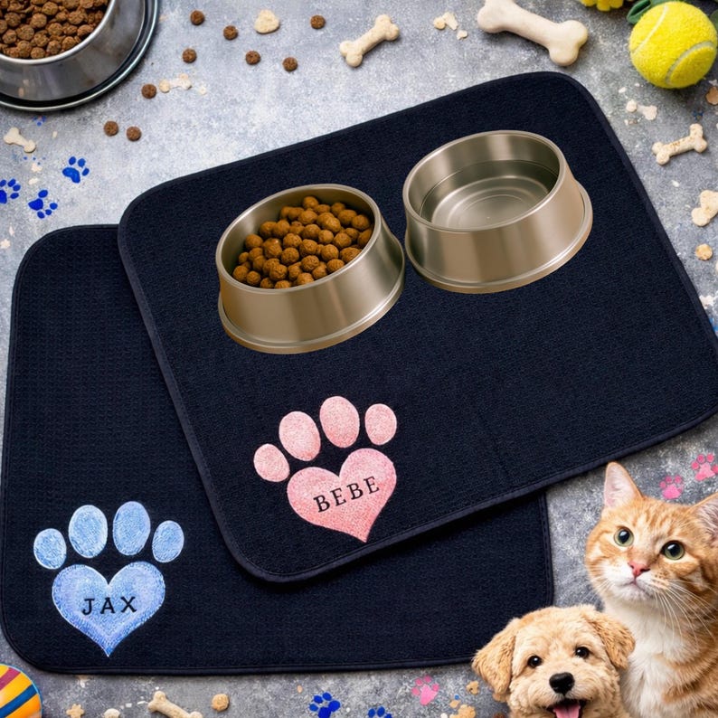 Personalized Pet Feeding Mat - Custom Dog or Cat Mat Placemat ...