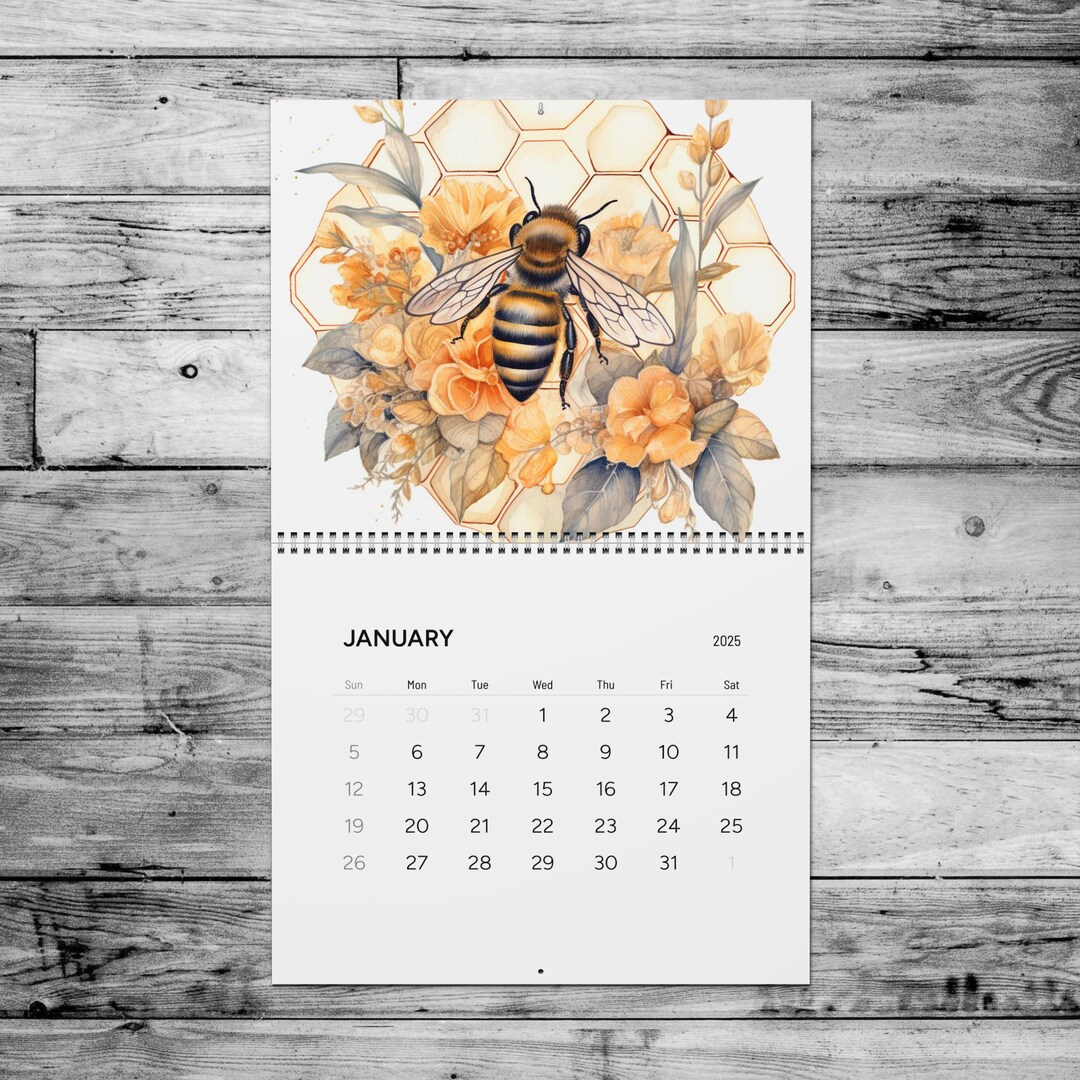 Honey Bee Floral Wall Calendar (2025) - Etsy