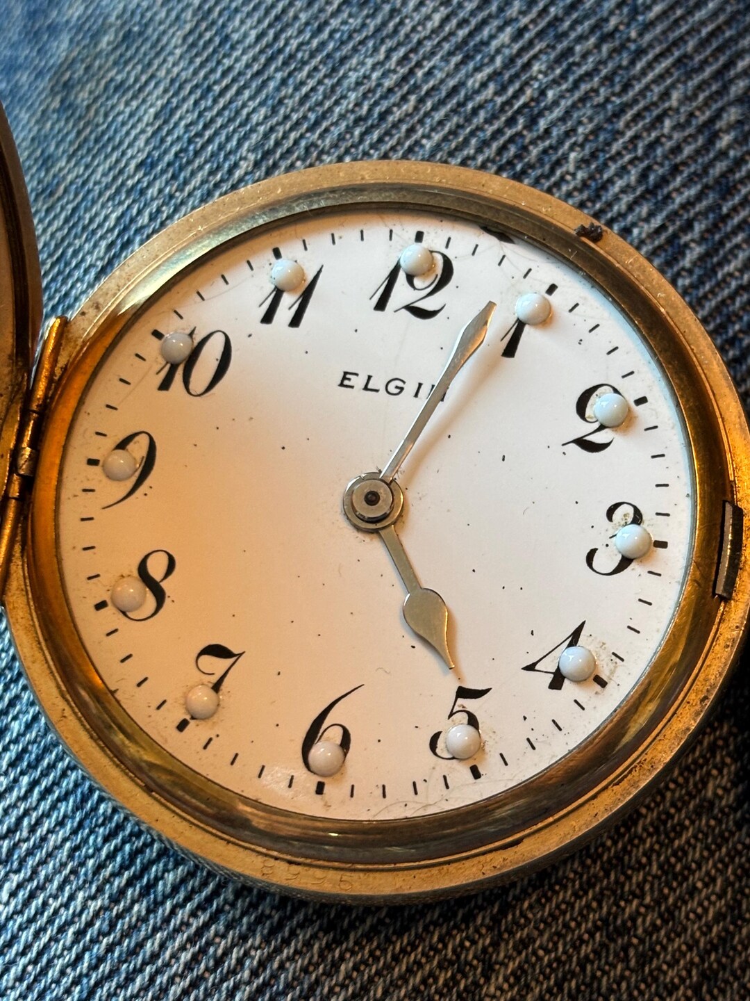 Pocket Watch ~ Runs ~ Elgin ~ Blind Persons Watch ~ Lid Will Not Stay ...