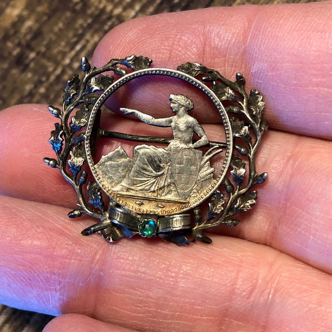 Old Coin Made Into A Pin ~ Very Well Made ~ Pin Latch Missing - Etsy