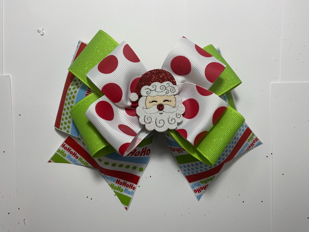 Santa Claus Triple Layer 8” Large Hairbow-2 Layers 1 1/2” and Bottom ...