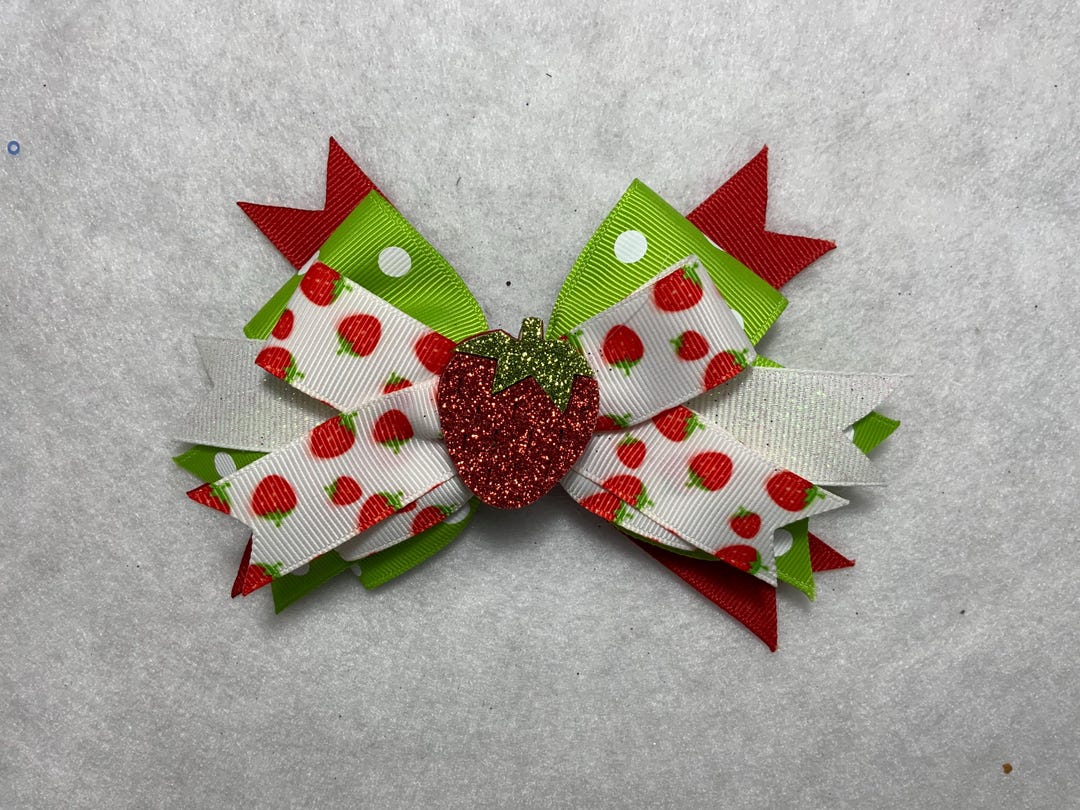 Strawberry Hair Bow, Glitter Feltie, Alligator Clip - Etsy