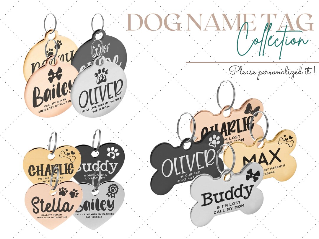 Engraved Dog Tag, Sand Dog Tag Personalized for Dogs, Bone Dog Tag ...