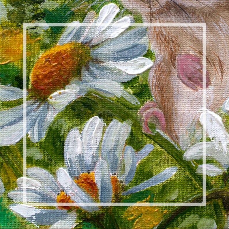 Mouse in Daisies Oil Painting Artwork Original 15x15 Cm - Etsy