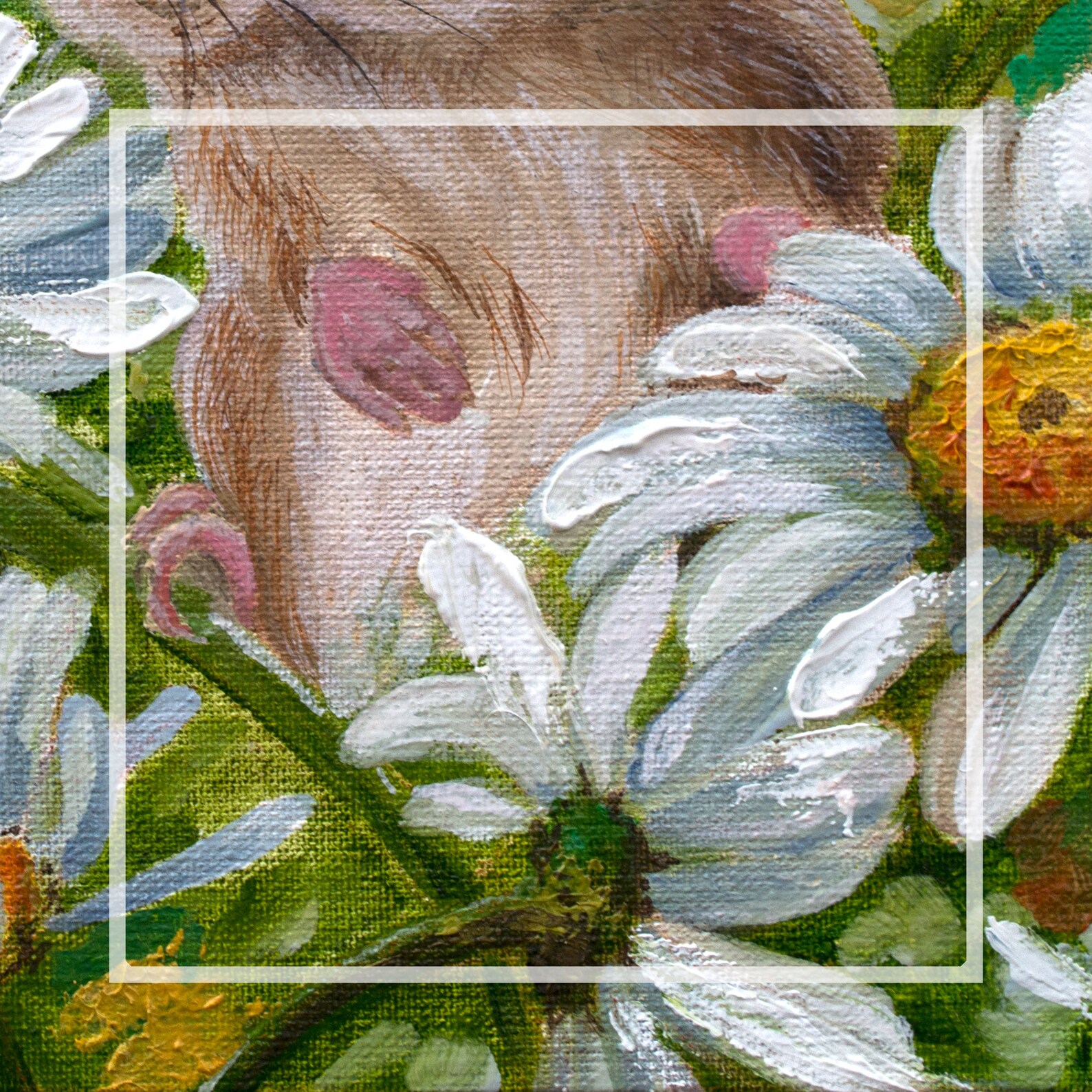 Mouse in Daisies Oil Painting Artwork Original 15x15 Cm - Etsy