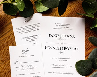 Custom Floral Wedding Invitation Watermark Metallic Invite | Etsy