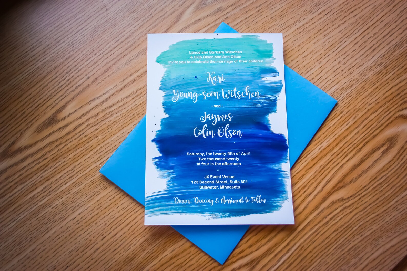 Watercolor Gradient Wedding Invitation, Watermark, Water, Sailing ...