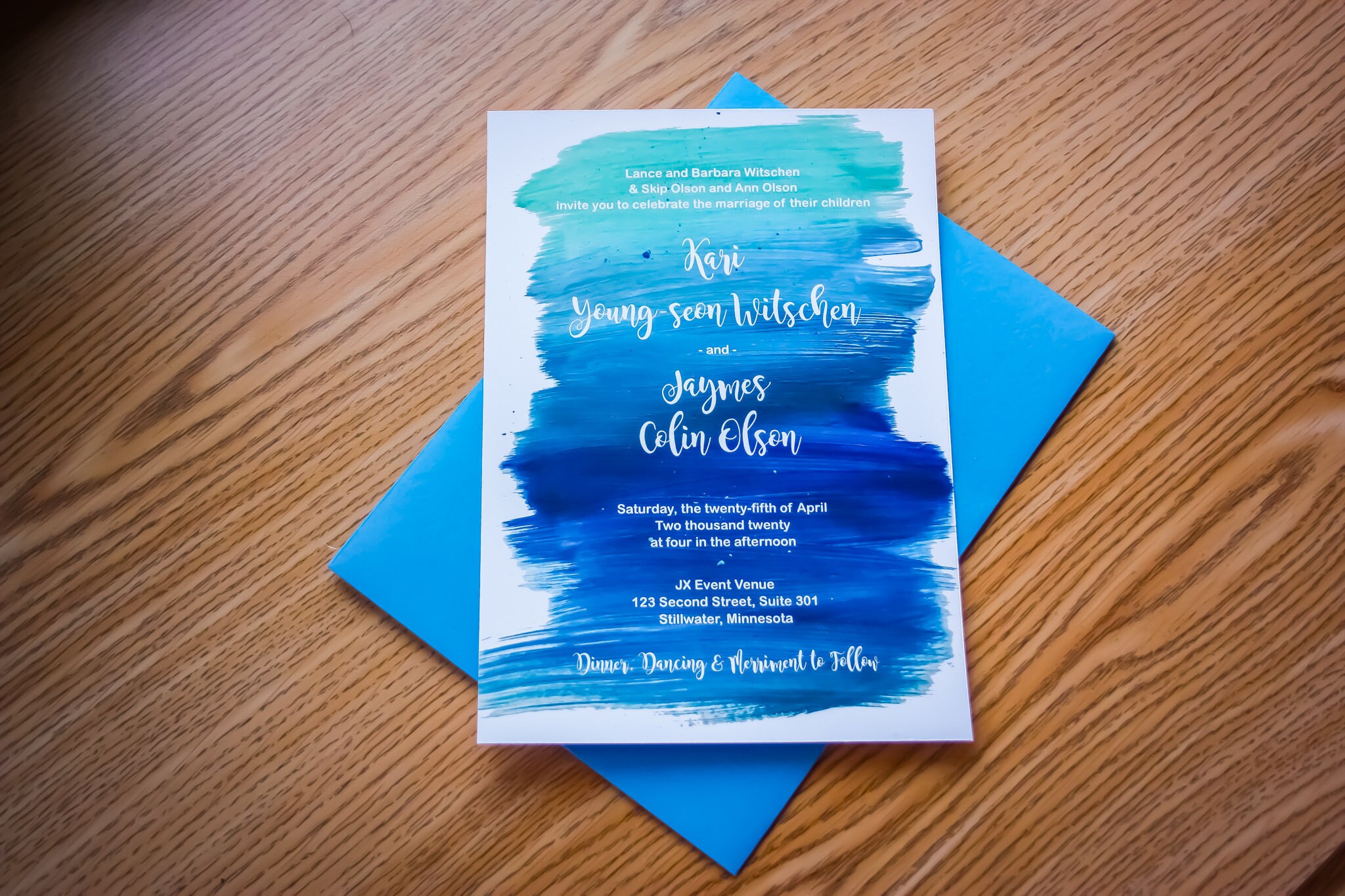 Watercolor Gradient Wedding Invitation, Watermark, Water, Sailing ...