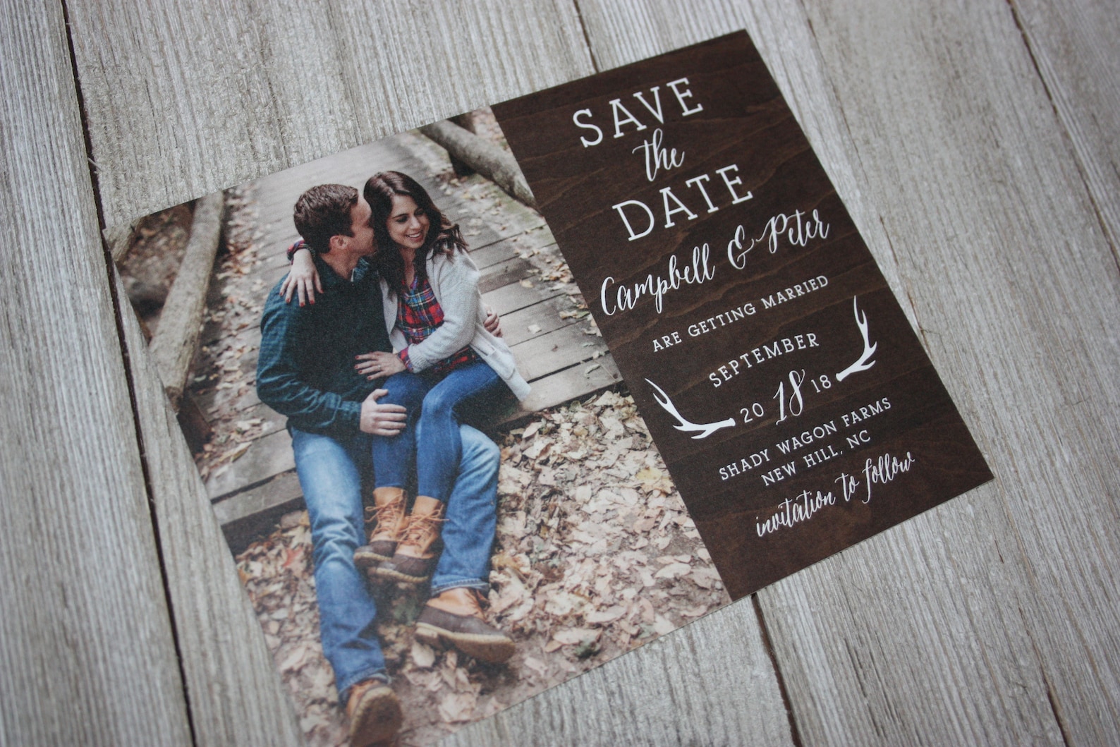 Rustic Save the Date Personalized Postcard With Photos, Save-the-date ...
