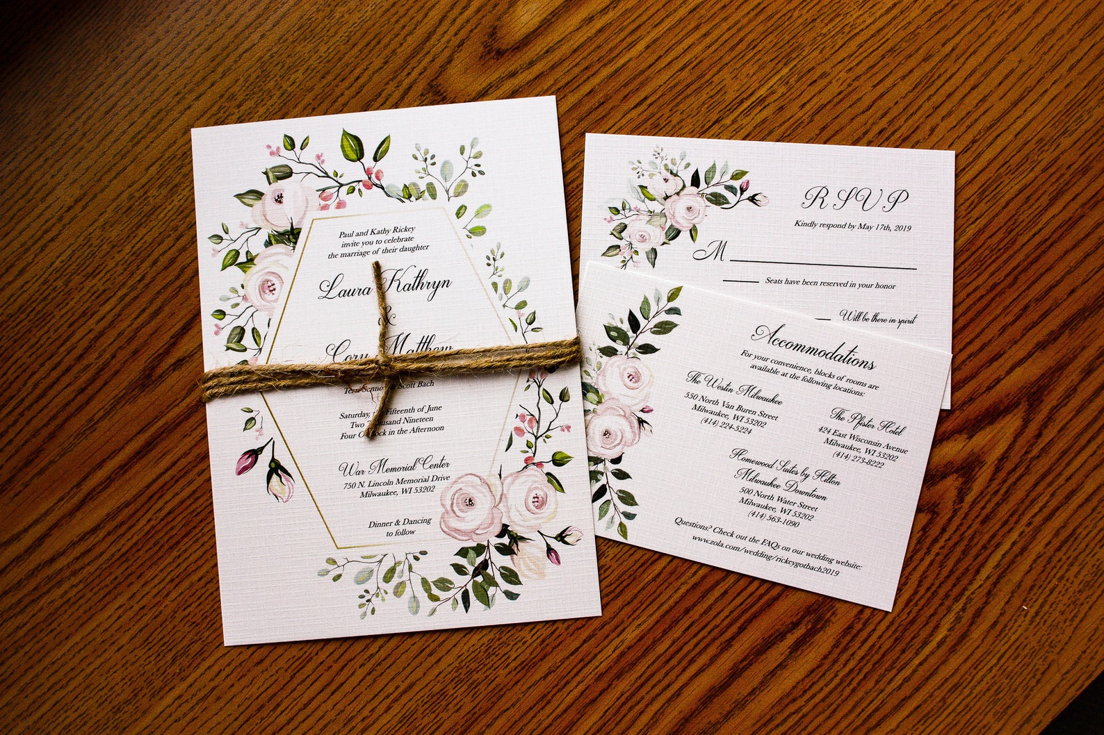 Custom Floral Wedding Invitation, Watermark, Metallic, Invite ...