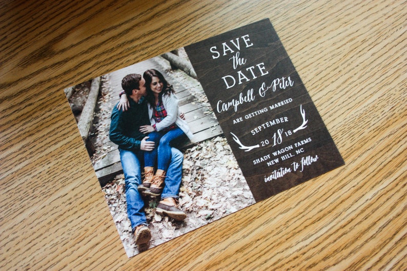 Rustic Save the Date Personalized Postcard With Photos, Save-the-date ...