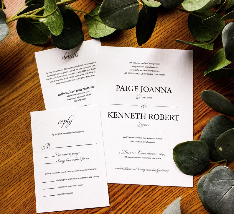 Custom Elegant White Black Wedding Invitation Watermark - Etsy