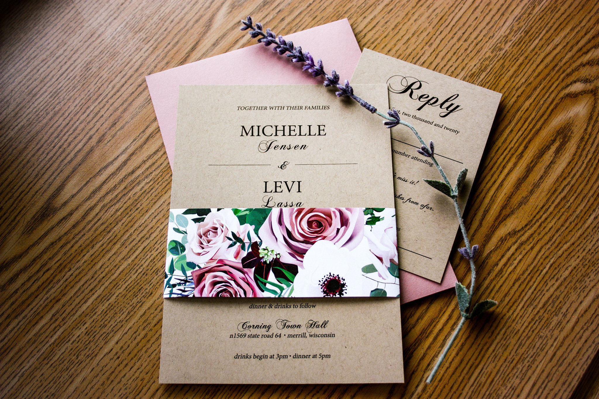 Custom Kraft Floral Wrap Wedding Invitation, Invite, Engagement ...