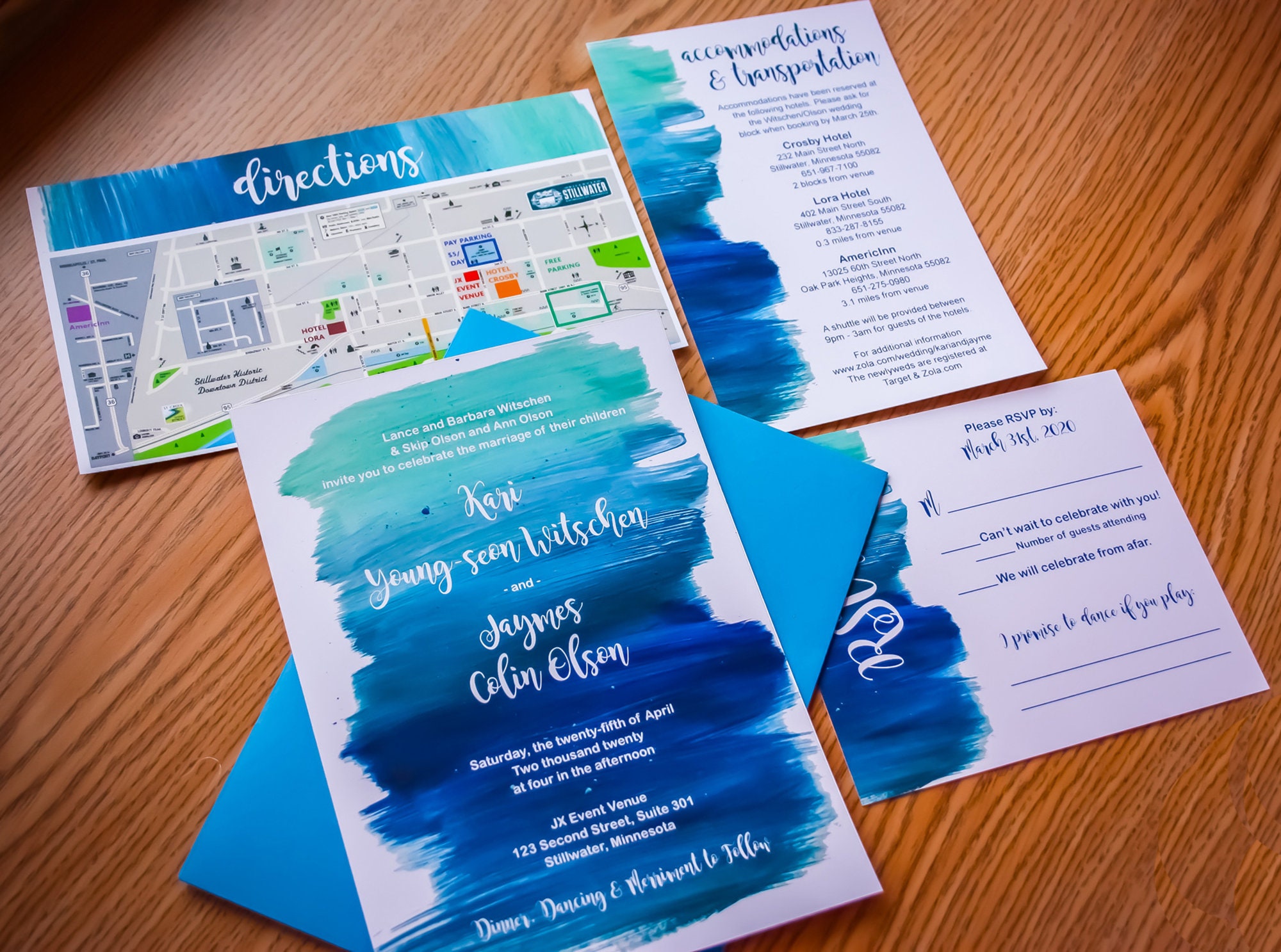 Watercolor Gradient Wedding Invitation, Watermark, Water, Sailing ...