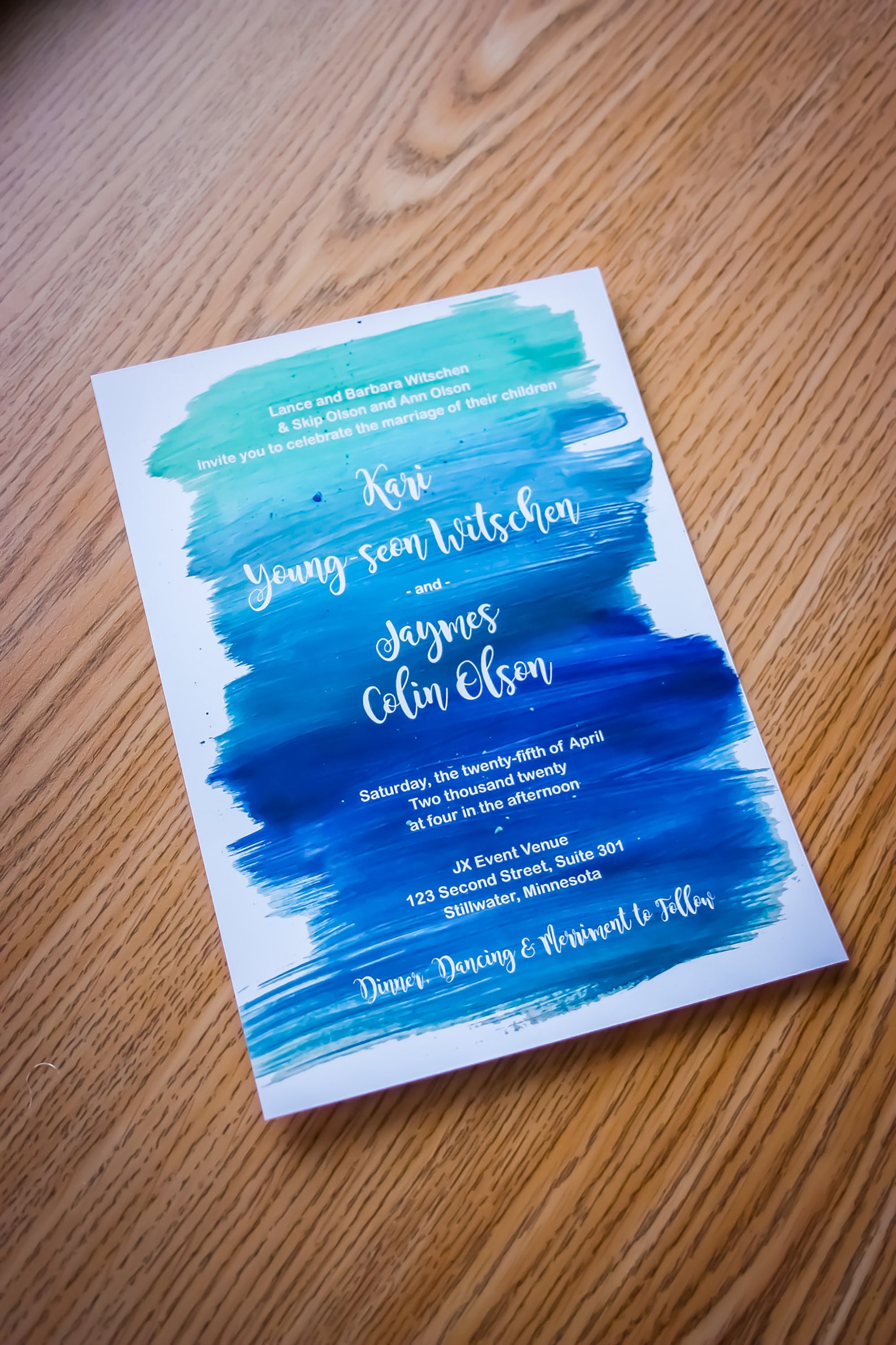 Watercolor Gradient Wedding Invitation, Watermark, Water, Sailing ...