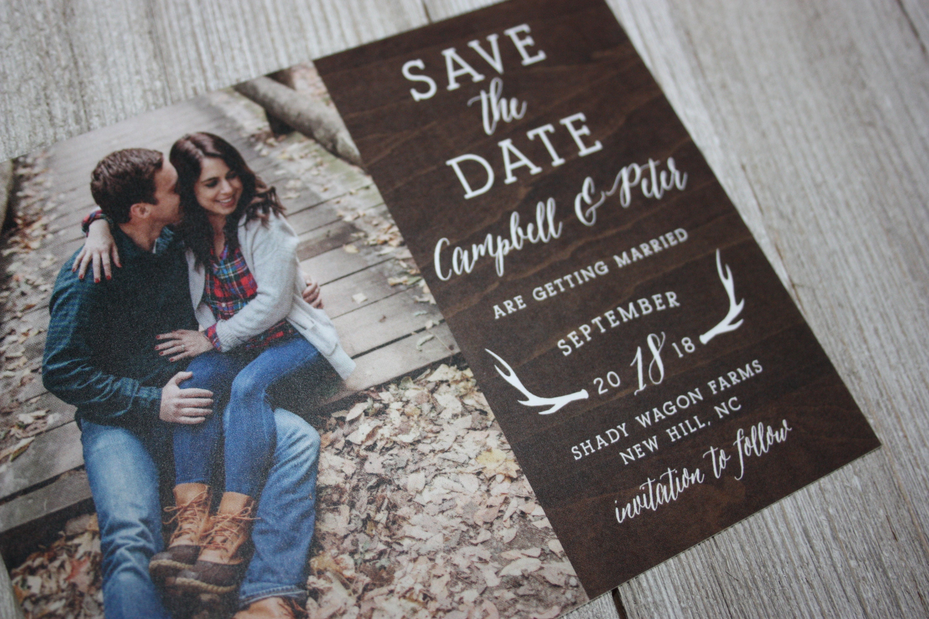 Rustic Save the Date Personalized Postcard With Photos, Save-the-date ...