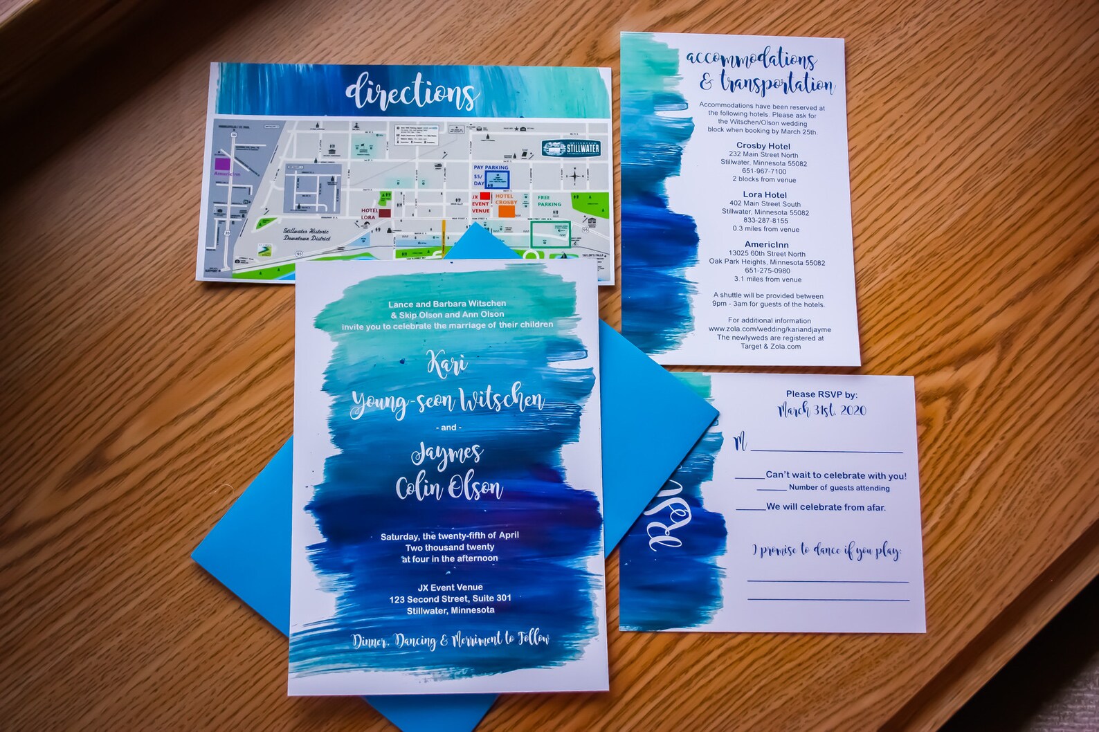 Watercolor Gradient Wedding Invitation, Watermark, Water, Sailing ...