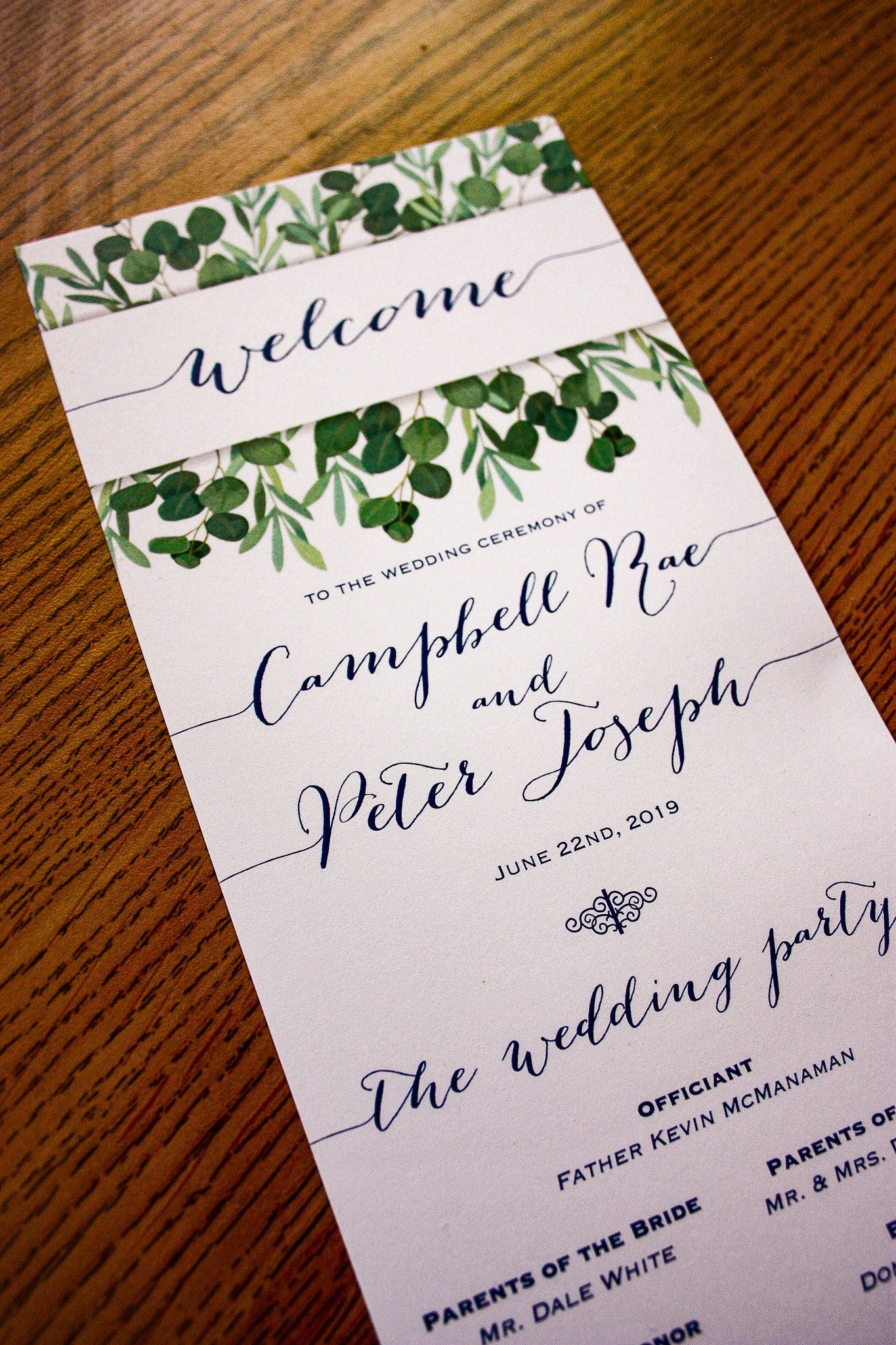 Greenery Wedding Program Template, Printable Wedding Program ...