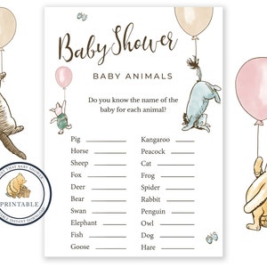Baby Shower Games - Baby Animals Name Game - Classic Winnie the Pooh ...