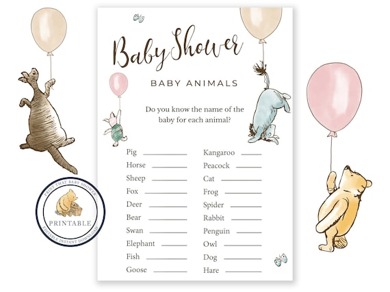 Animal Baby Shower Game Sheet