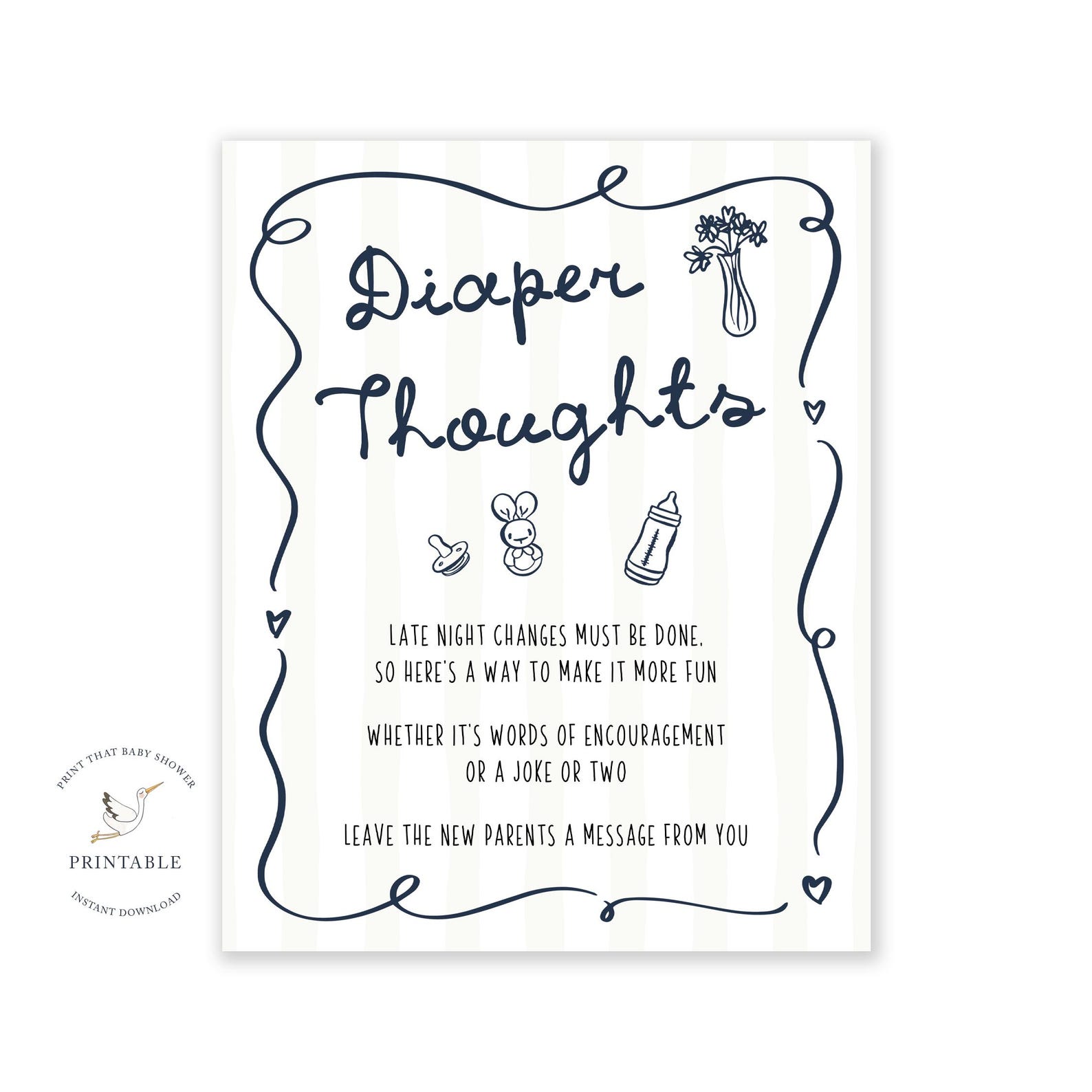 Baby Shower Game - Diaper Thoughts - Write on Nappy Message - Cafe Bébé ...