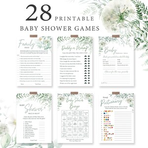 Botanical Baby Shower Games Bundle | Daisy + Ferns | Gender Neutral ...