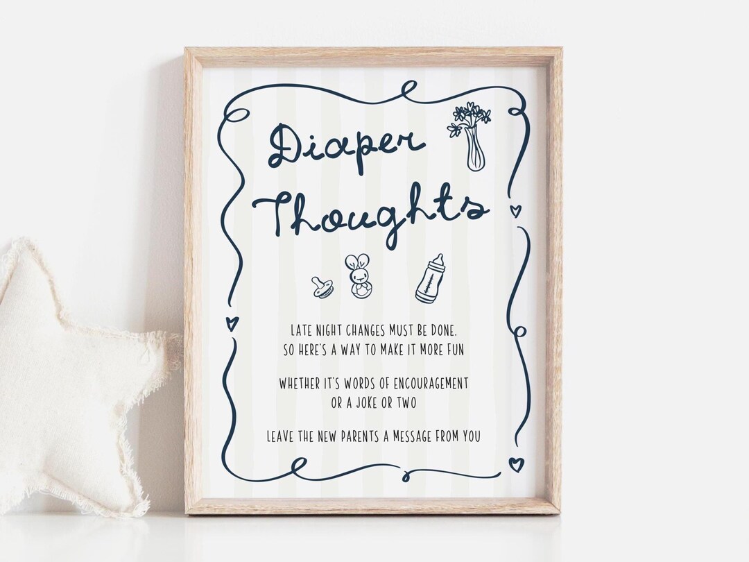 Baby Shower Game - Diaper Thoughts - Write on Nappy Message - Cafe Bébé ...