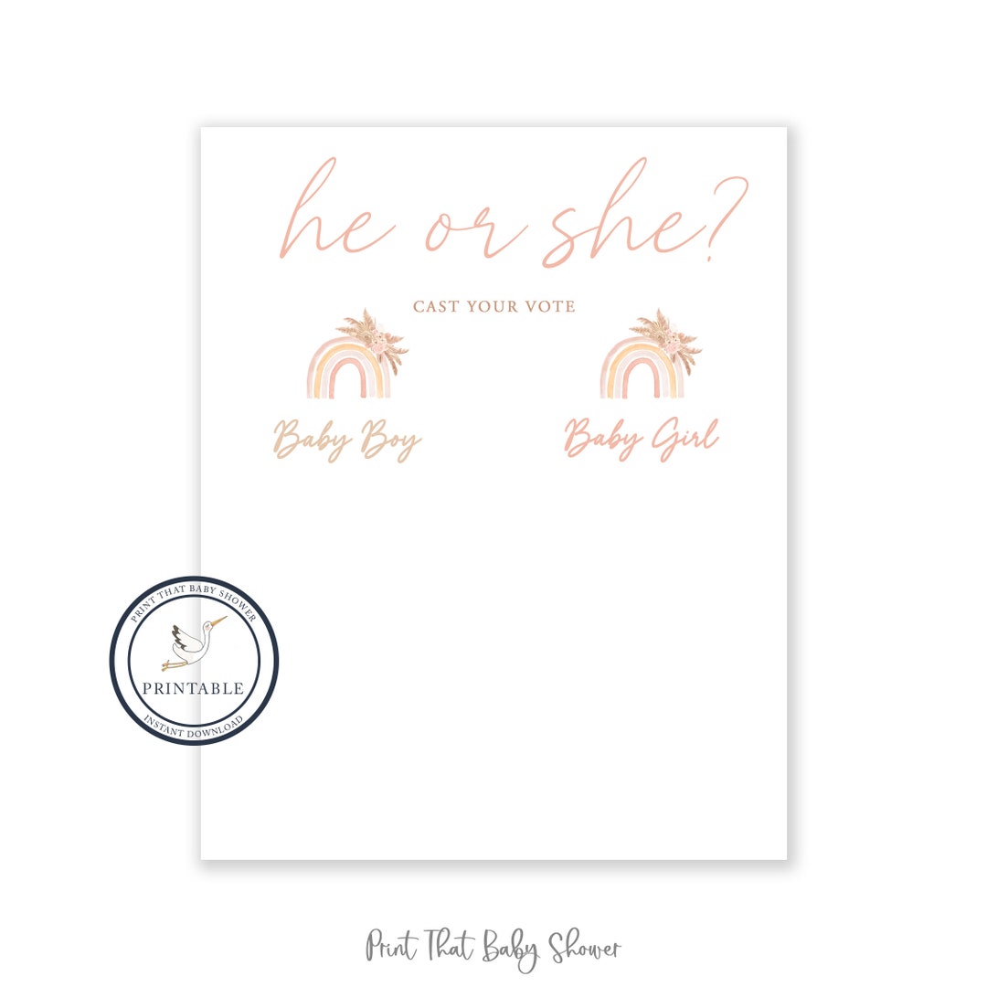 He or She Game Sign | Baby Shower Game | Printable Instant Download ...