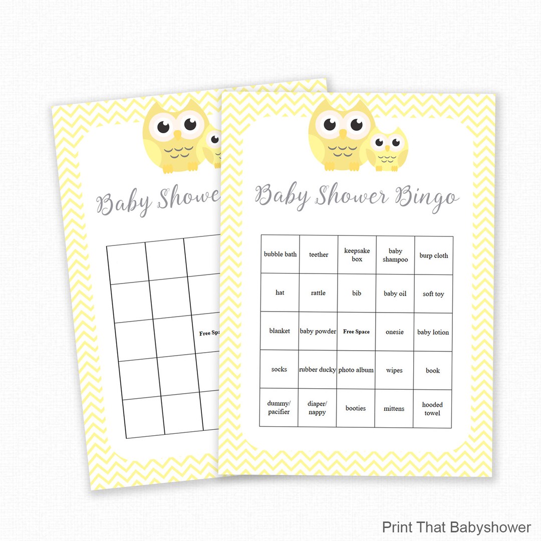 Baby Shower Bingo Cards - Baby Shower Games - Owl Baby Shower - Bingo ...