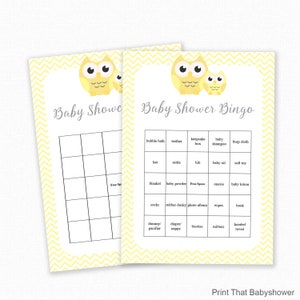 Baby Shower Bingo Cards - Baby Shower Games - Owl Baby Shower - Bingo ...