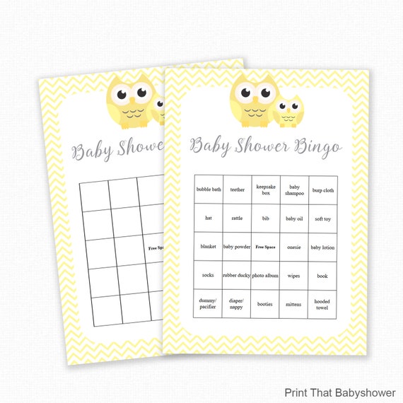 Baby Shower Bingo Cards - Baby Shower Games - Owl Baby Shower - Bingo ...