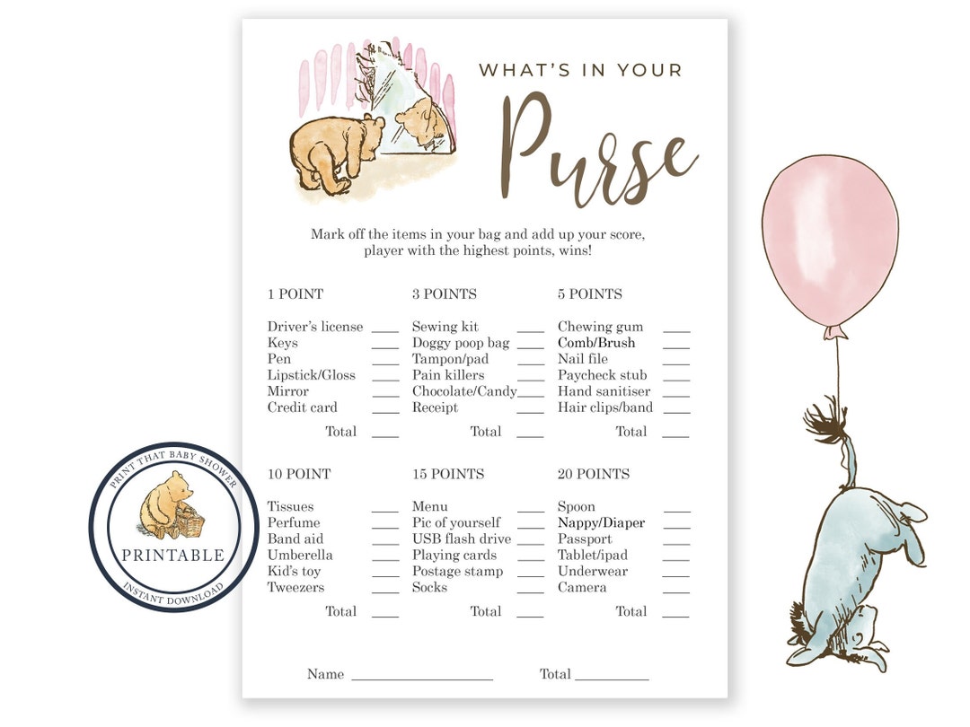 Whats in Your Purse Game | Instant Download | Printable Baby Shower ...