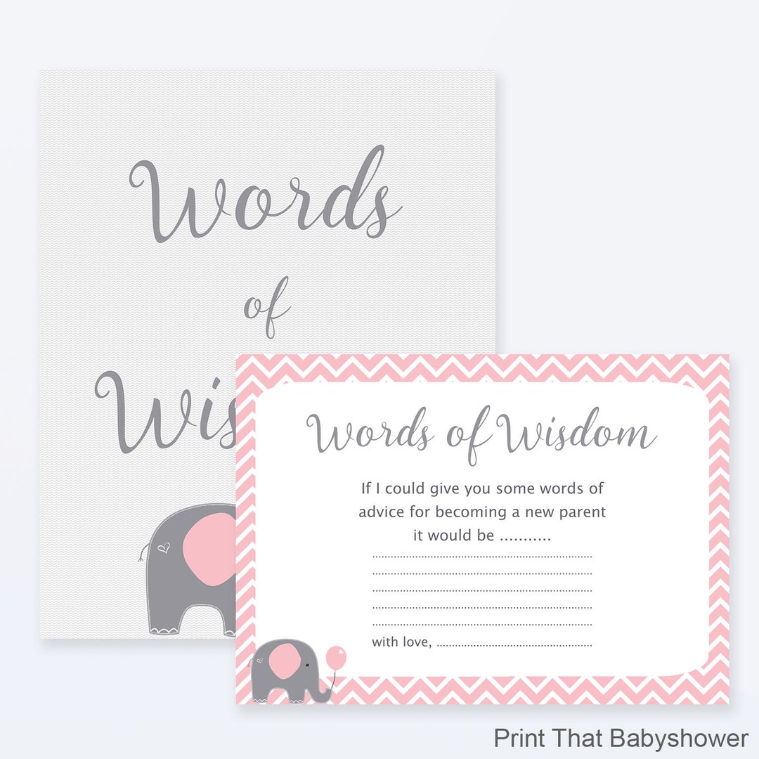 Baby Shower Games - Baby Words of Wisdom - Baby Advice Cards - Pink ...