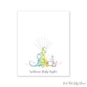 Baby Shower Fingerprint Guest Book - Dragon Baby Shower - Boy Baby ...
