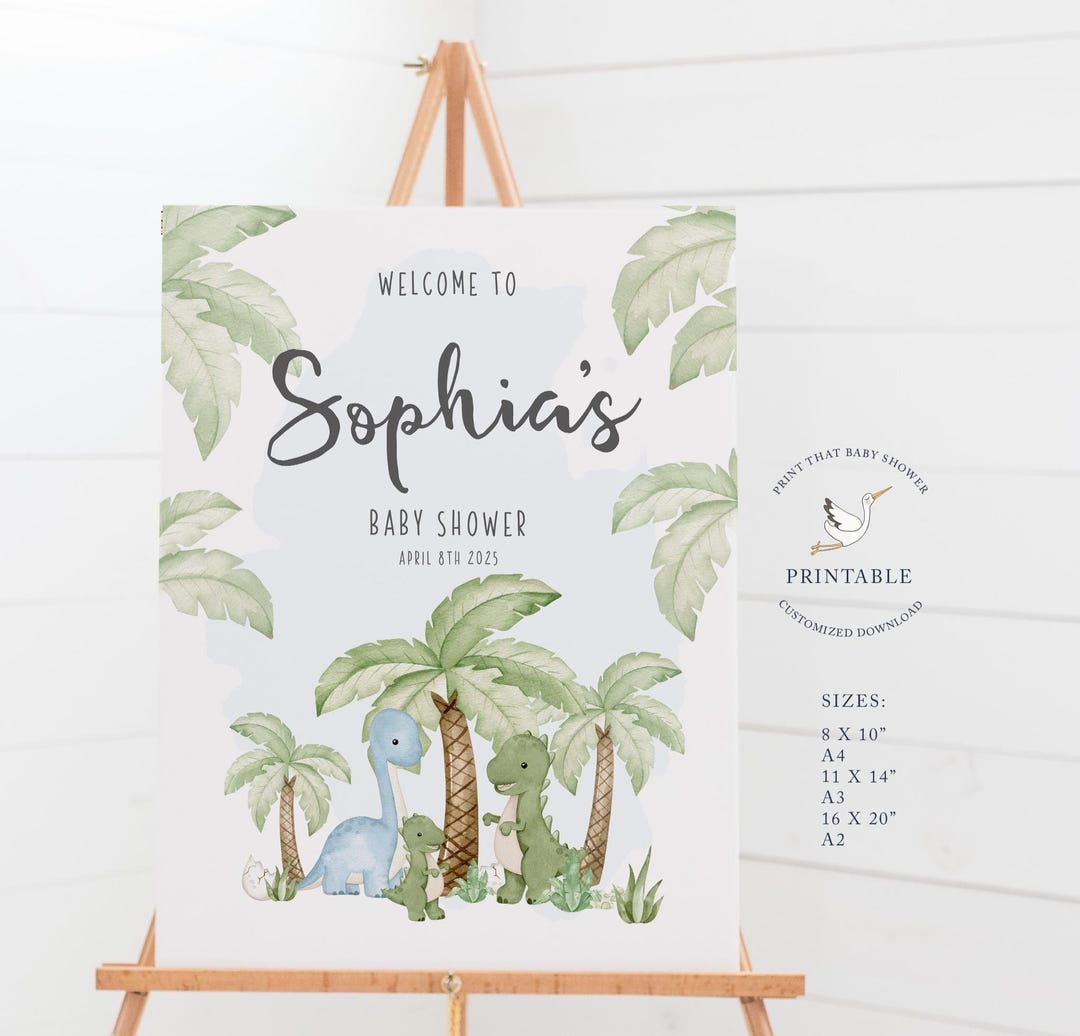 Baby Shower Welcome Sign - Dinosaur Baby Shower Printable Sign ...
