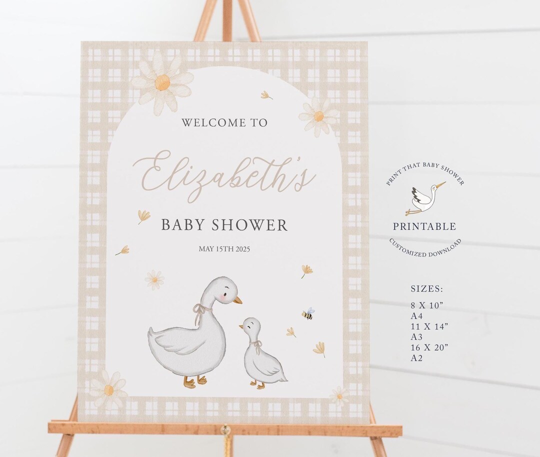 Silly Goose Welcome Sign | Beige Goose Baby Shower Welcome Sign ...