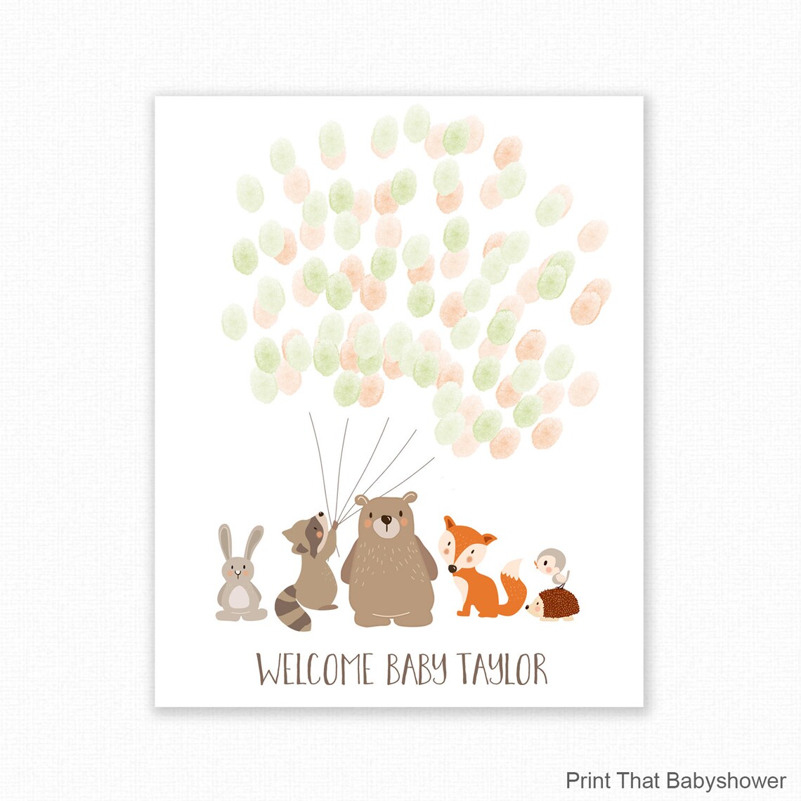 Baby Shower Fingerprint Guest Book Woodland Baby Shower - Etsy