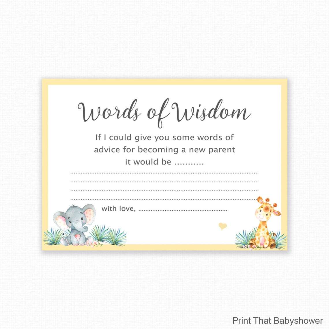 Baby Shower Games Baby Words of Wisdom Baby Advice Cards - Etsy UK
