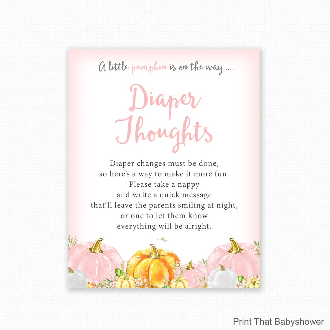 Baby Shower Game - Diaper Thoughts - Pumpkin Baby Shower - Nappy ...