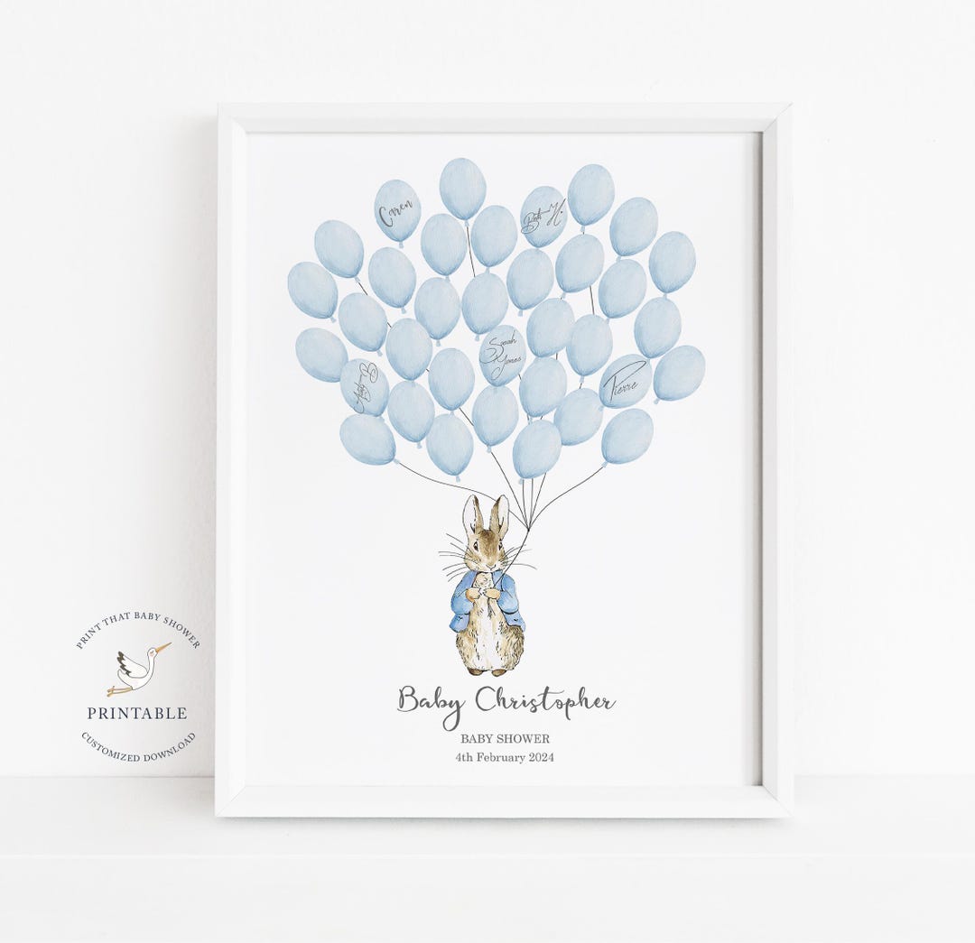 Baby Shower Fingerprint Guest Book - Peter Rabbit Baby Shower ...