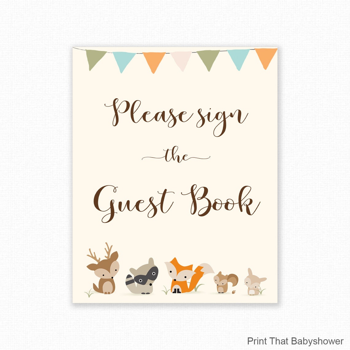 Baby Shower Sign the Guest Book Sign - Woodland Baby Shower - Woodland ...