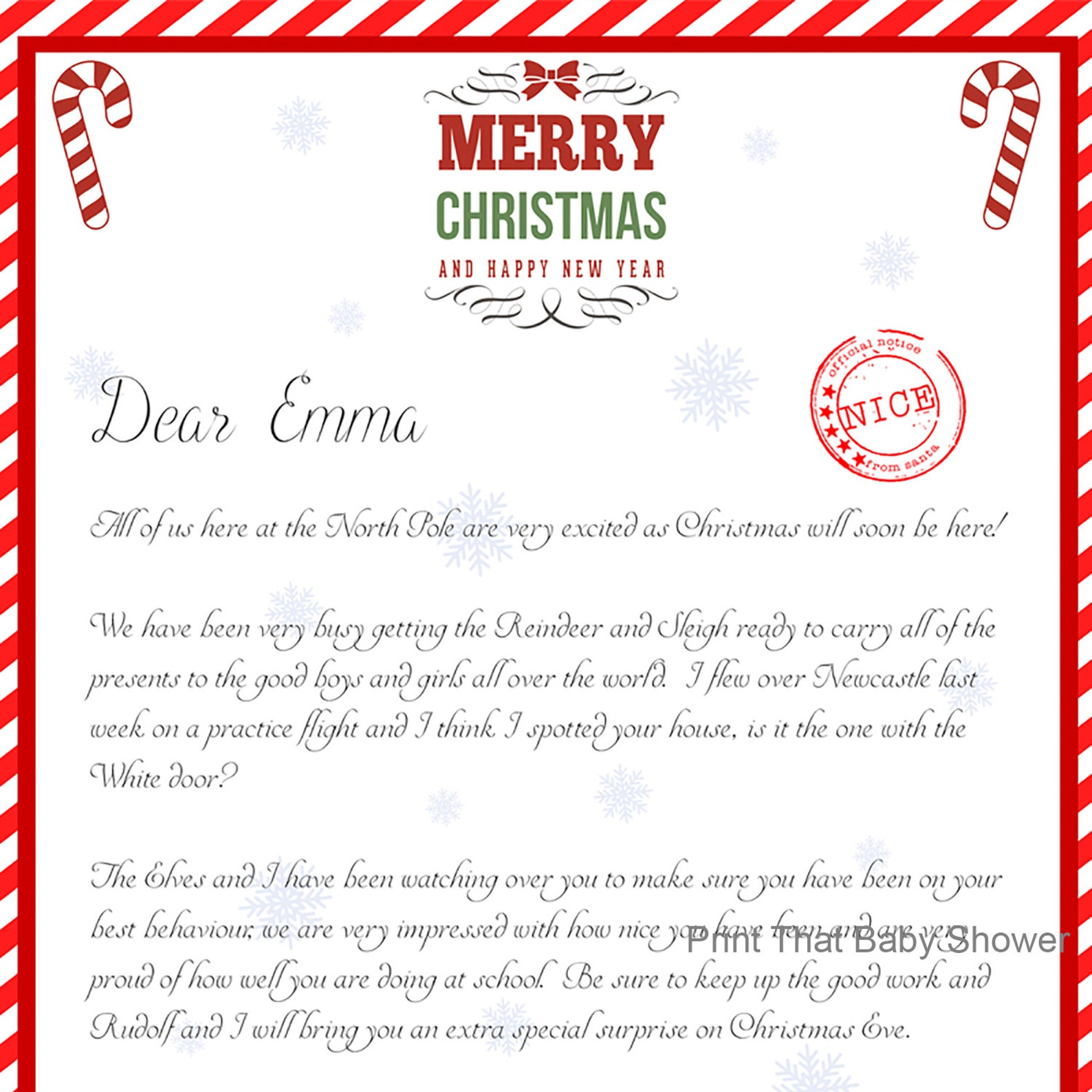 Personalized Letter From Santa Christmas Letter Printable | Etsy