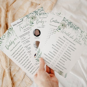 Botanical Baby Shower Games Bundle | Daisy + Ferns | Gender Neutral ...