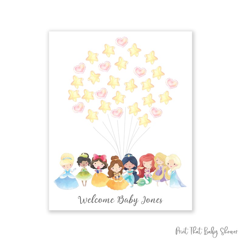 Baby Shower Signature Guest Book - Princess Baby Shower - Personalized ...