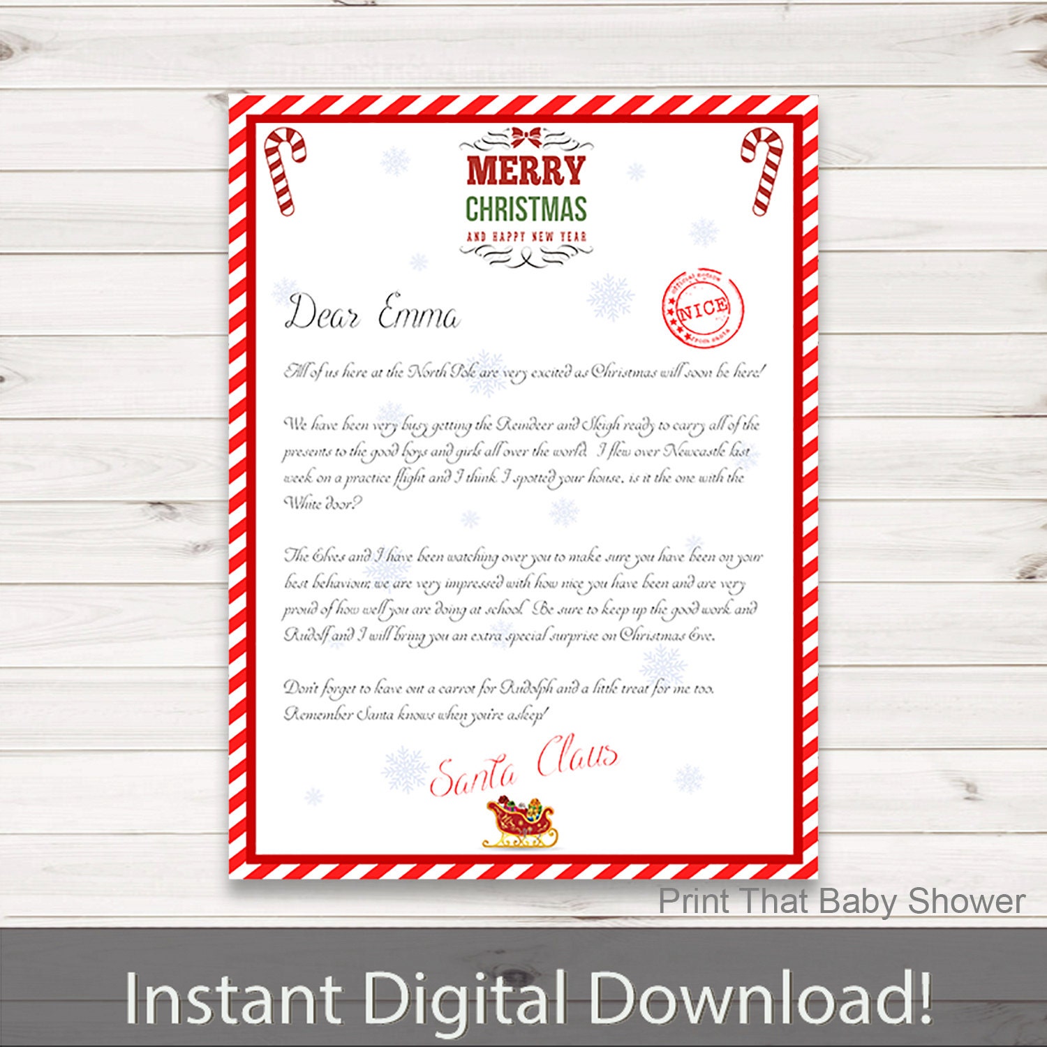 Personalized Letter From Santa Christmas Letter Printable | Etsy