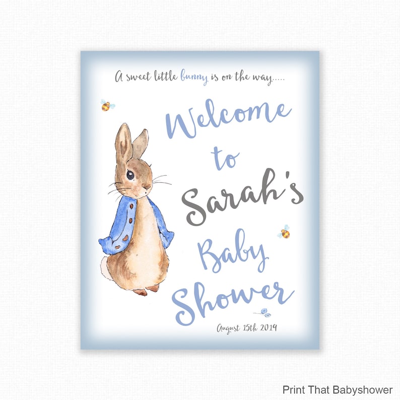 Baby Shower Welcome Sign - Peter Rabbit Baby Shower Printable Signs ...